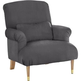 Home Affaire XXL-Sessel &raquo;Cholet Sessel&laquo; mit Zierkissen und Beinen aus Eiche, Bezugsqualit&auml;t: Baumwollmix, Big grau Baumwollmix (40% Baumwolle/60% 