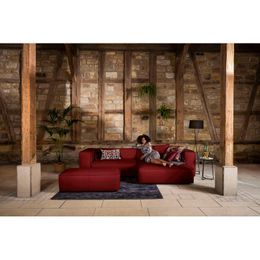 W.Schillig Ecksofa &raquo;around-the-block Mega-Sofa & Hocker, viel Platz, Breite 300cm, L-Form&laquo; inklusive Hocker, mit eleganter Biese, mit Federkern rot 