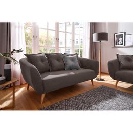 Home Affaire 2,5-Sitzer &raquo;Baggio modern und romantisches Design, bequem&laquo; Zierkissen inklusive grau B/H/T: 196cm x 80cm x 103cm, Struktur