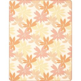 Biederlack Wohndecke &raquo;Plumeria&laquo; mit floralem Design, Kuscheldecke rosa Baumwolle, Polyacryl, Polyester B/L: 150cm x 200cm