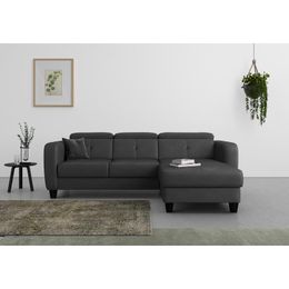 Sit & More sit&more Ecksofa &raquo;Belluci L-Form&laquo; inklusive Federkern, wahlweise mit Schlaffunktion und Bettkasten grau B/H/T: 247cm x 85cm x 170cm, Luxus-Microfaser 