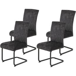 OTTO home Freischwinger &raquo;LINA&laquo; (Set) 4 Stk.Komfortsitz mit Federkern grau B/H/T: 46cm x 60cm, 4 Stk.