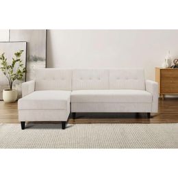 Ecksofa &raquo;Hartford II&laquo; mit Bettfunktion und Stauraum, Recamiere beidseitig montierbar beige B/H/T: 213cm x 83cm x 154cm, Cord, Recamiere 