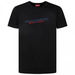 Schwarzes T-Shirt mit Diesel Industry Denim Division-Logo