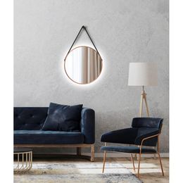 Talos LED-Lichtspiegel rund, mit indirekter LED Beleuchtung, matt &Oslash; 50 cm rosa &Oslash; 50cm, Lederoptik