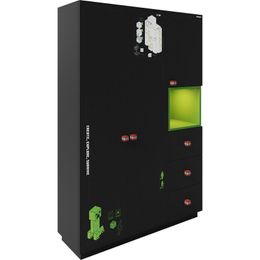 Phoenix Kleiderschrank &raquo;Minecraft&laquo; schwarz Holzwerkstoff Schwarz Carbon, B/H/T: 134,3cm x 200cm x 50cm, Schubladen: 3 Stk. T&uuml;ren: 3 Stk., Classic