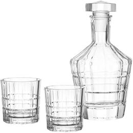 Leonardo Gl&auml;ser-Set &raquo;SPIRITII&laquo; 3-teilig (1 Karaffe, 2 Gl&auml;ser), Reliefoptik transparent Glas 14cm, 3 Stk.