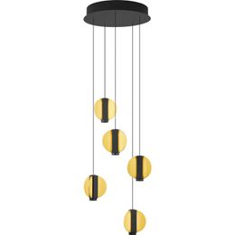 HELL h&ouml;llisch gutes Licht LED Pendelleuchte &raquo;IRIS&laquo; LED-Modul 1 Stk. Warmwei&szlig; B-Link Fernbedienung, Stufenlos h&ouml;henverstellbar gold 10, &Oslash; 33cm, 1 Stk.