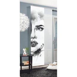 Home Wohnideen Schiebegardine &raquo;FACE RIGHT&laquo; Klettband 1 Stk. tlg. HxB: 245x60, inkl. Befestigungszubeh&ouml;r grau Polyester 245cm, Klettband, 60cm