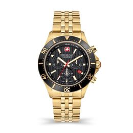 SWISS MILITARY HANOWA Herren Chronograph &raquo;Flagship X&laquo; Quarzuhr, Armbanduhr, Herrenuhr, Swiss Made, Edelstahlarmband, analog gold Einheitsgr&ouml;&szlig;e