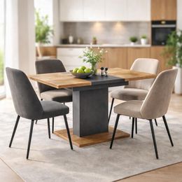 OTTO home Esstisch &raquo;Boston, S&auml;ulentisch, Speisetisch, K&uuml;chentisch, ausziehbar bis 150 cm&laquo; Platz f&uuml;r bis zu 6 Personen, verl&auml;ngerbar durch 