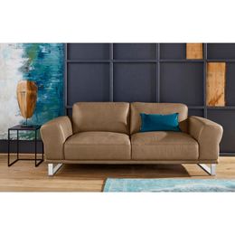 W.Schillig 2,5-Sitzer &raquo;montanaa elegant und edel, bequem, Federkernunterfederung&laquo; mit Metallkufen in Chrom gl&auml;nzend, Breite 212 cm braun B/H/T: 212cm 