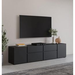 OTTO home Lowboard &raquo;Metric,Breite 195cm, grifflose Lowboard 2Klappen/2Schubk&auml;sten/2T&uuml;r&laquo; TV-Schrank mit viel Stauraum, TV-Board schwarz B/H/T: 195cm x 