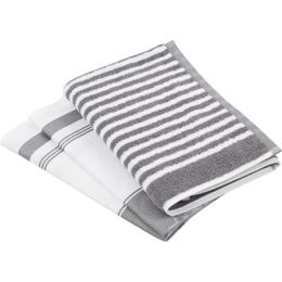Ross Geschirrtuch &raquo;Exclusiv&laquo; 1x K&uuml;chen-Frottiertuch (Streifen) und 2 Geschirrt&uuml;cher (Gartenkr&auml;uter) silber 100% Baumwolle, 50% Baumwolle, 50% Leinen 3