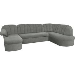 DOMO collection Wohnlandschaft &raquo;Pegnitz, zeitlos&modern, elegante R&uuml;ckensteppung, Breite 292cm, U-Form&laquo; wahlweise mit Bettfunktion grau 100% Polyester