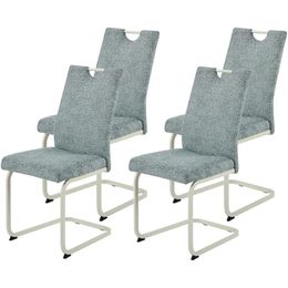 Hela Freischwinger &raquo;TIVOLI&laquo; (Set) 4 Stk.Freischwinger, Gestell Perlwei&szlig;, mit Griff, 140kg belastbar grau Metall, Polyester, Stoff B/H/T: 43,5cm x 97cm