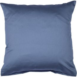 Janine Kissenbezug &raquo;Colors Mako Satin&laquo; mit Rei&szlig;verschluss, uni Kissenh&uuml;lle, feinf&auml;dig, 100% Baumwolle blau Mako-Satin, Obermaterial: 100% Baumwolle B/L: 50cm