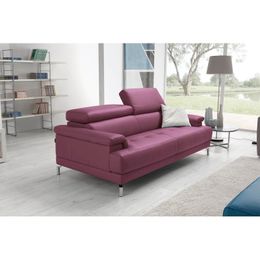 Egoitaliano 2,5-Sitzer &raquo;Soul, Design und Sitzkomfort auf hohem Niveau, tolle Details&laquo; inkl. Kopfteilverstellung f&uuml;r noch mehr Komfort, Designfu&szlig; lila Leder NUVOLE