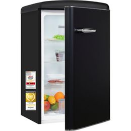 Exquisit K&uuml;hlschrank &raquo;RKS120-V-H-160C mattschwarz&laquo; 89,5 cm hoch 54,5 cm breit LED-Beleuchtung, verstellbare Glasb&ouml;den, Retro-Design schwarz 