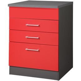 KOCHSTATION Kochfeldumbauschrank &raquo;KS-Paris&laquo; Breite 60 cm grau Holzwerkstoff B/H/T: 60cm x 85cm x 60cm, Schubladen: 1 Stk.
