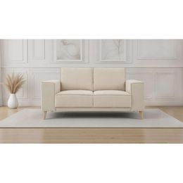 OTTO home 2-Sitzer &raquo;Oland Skandi, weicher Chenille-Stoff&laquo; 164 cm, Wellenunterfederung, Skandi-Design, Massivholzf&uuml;&szlig;e beige 100% Polyester B/H/T: 164cm