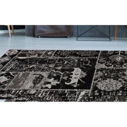 Kayoom Teppich &raquo;River 150&laquo; rechteckig 10 mm H&ouml;he Jacquard, Retro- und Vintage-Design, Baumwollr&uuml;cken schwarz Baumwolle B : 120cm 1 Stk., 10mm, L: 170cm