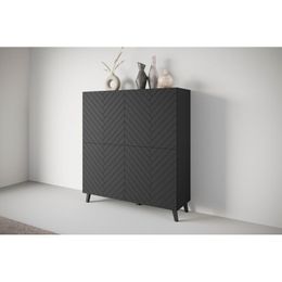 Home Affaire Highboard &raquo;Phuket, Front MDF&laquo; moderne Kommode mit 4 T&uuml;ren und 8 F&auml;chern, Breite 120 cm schwarz B/H/T: 120cm x 128cm x 39cm, 4 Stk.
