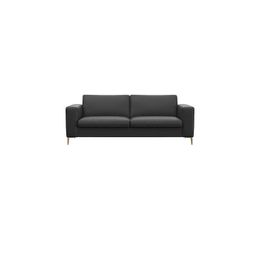 FLEXLUX 2,5-Sitzer &raquo;Fiore, super Sitzkomfort durch Kaltschaum,&laquo; breite Armlehnen, F&uuml;&szlig;e Alu+ Eiche schwarz 100% Echteder B/H/T: 196cm x 85cm x 92cm, 