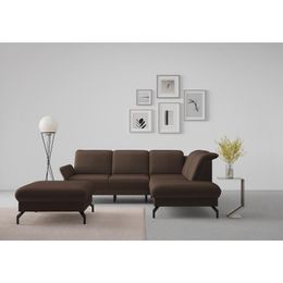 Sit & More sit&more Ecksofa &raquo;Fashion L-Form&laquo; wahlweise mit Kopfteilverstellung und Vorziehsitz, motorisch braun B/H/T: 250cm x 84cm x 207cm, Luxus-Microfaser 