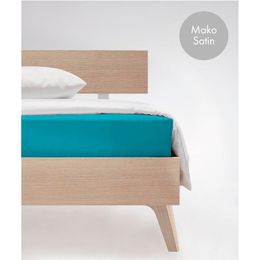 Fleuresse Spannbettlaken &raquo;Colours in Gr. 90x200, 140x200 oder 180x200 cm&laquo; Mako Satin, f&uuml;r Matratzen bis 23 cm H&ouml;he, Bettlaken, Spannbetttuch blau Mako