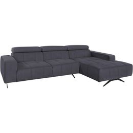 DOMO collection Ecksofa &raquo;Trento L-Form, mit Kufenfu&szlig; oder Einzelfu&szlig;&laquo; whlw. verstellbare Kopfteile, passend f&uuml;r g&auml;ngige Saugroboter grau 92% Polyester,