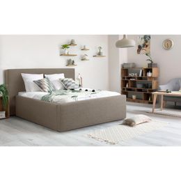 Home Affaire Polsterbett &raquo;Dalina&laquo; geradliniges Kopfteil, in 5 Breiten, auch in 220cm L&auml;nge beige Struktur (100% Polyester) Liegefl&auml;che L&auml;nge B: 220cm 