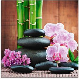 Artland Glasbild &raquo;Spa Konzept Zen Steinen Orchideen&laquo; Zen 1 Stk. tlg. in verschiedenen Gr&ouml;&szlig;en pink B/H/T: 30cm x 30cm, Glasbild Zen, 1 Stk.