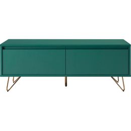 Salesfever Lowboard &raquo;Bolton - TV-Kommode in schlichter Eleganz&laquo; Kommode, Haarnadelbeine aus Metall mit Messinglegierung gr&uuml;n MDF, Metall B/H/T: 120cm 