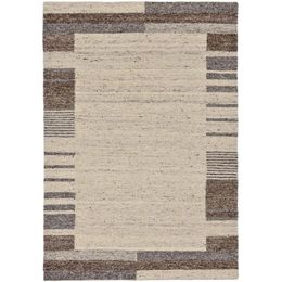 Theko Wollteppich &raquo;Ehrwald TK-157&laquo; rechteckig 12 mm H&ouml;he Wendeteppich, besonders flach, handgewebt, reine Wolle, mit Bord&uuml;re Schurwolle B : 90cm 1 Stk