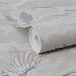 SUPERFRESCO EASY Vliestapete &raquo;Kranich&laquo; neutral gepr&auml;gt 10mx52cm (ca. 5m2) grau Vlies B/L: 0,52m x 10m, Rollen: 1