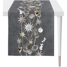 Apelt Tischl&auml;ufer &raquo;6204 WINTERWELT, Weihnachtsdeko, Weihnachten&laquo; Digitaldruck schwarz Baumwolle B/L: 42cm x 140cm, 1 Stk., rechteckig
