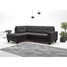 OTTO home Ecksofa &raquo;Varese&laquo; wahlweise mit Schlaffunktion und Bettkasten schwarz B/H/T: 226cm x 91cm x 170cm, NaturLEDER Stoff, Ottomane links,mit 