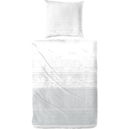 Primera Bettw&auml;sche &raquo;Beach Chair&laquo; 2 Stk. mit Schriftzug grau Perkal, Obermaterial: 100% Baumwolle B/L: 155cm x 220cm, 1 Stk., 1 Stk., Perkal, B/L: 80cm x 80cm,