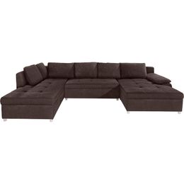 OTTO home Wohnlandschaft &raquo;Labene U-Form&laquo; wahlweise mit Schlaffunktion und Bettkasten braun Struktur fein (95% Polyester, 5% Polyamid);Luxus-Microfaser