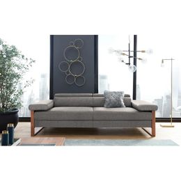 W.Schillig 2,5-Sitzer &raquo;finn&laquo; German Design Award 2016, Fu&szlig;gestell Nussbaum natur, Breite 230 cm grau Flachgewebe S22 (100% Polyester);Stoff S37 (100% 
