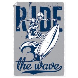 Artland Wandbild &raquo;Reite die Welle&laquo; 1 Stk. tlg. als Alubild, Leinwandbild, Poster, Wandaufkleber in verschied. Gr&ouml;&szlig;en grau B/H/T: 70cm x 100cm, Kunstdrucke & 