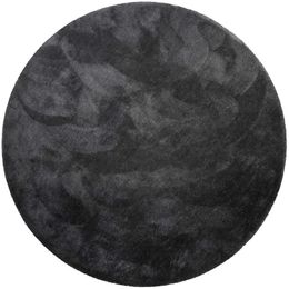 Teppich &raquo;Pisa&laquo; rund 25 mm H&ouml;he Hochflor, Microfaser, uni, weich, Shaggy, Wohnzimmer, Schlafzimmer grau Polyester &Oslash; 200cm 1 Stk., 25mm, &Oslash; 200cm