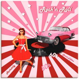 Artland Wandbild &raquo;Rock'n Roll die 50er Jahre&laquo; Auto 1 Stk. tlg. als Alubild, Leinwandbild in verschied. Gr&ouml;&szlig;en pink B/H/T: 40cm x 40cm, Leinwandbild Auto, 1 