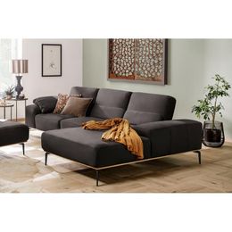W.Schillig Ecksofa &raquo;run, Designsofa mit tollem Sitzkomfort, bequem, L-Form&laquo; mit Holzsockel, F&uuml;&szlig;e in Schwarz pulverbeschichtet, Breite 299 cm braun 