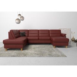Home Affaire Wohnlandschaft &raquo;Palmera U-Form, B: 308 cm&laquo; optional Schlaffunktion & Bettkasten, Federkern rot Luxus-Microfaser (100% Polyester);Struktur