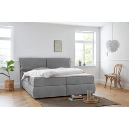 OTTO home Boxspringbett &raquo;Jenson&laquo; in 4 Farben, 4 Breiten, 3 Matratzenarten in 2 H&auml;rtegraden, Topper grau Struktur weich (85% Polyester/15% Nylon) 