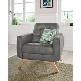 exxpo - sofa fashion Sessel &raquo;Fiord, Loungesessel&laquo; aktuelles Design, tolle Detailverarbeitung im Sitz und R&uuml;cken grau Webvelours (100% Polyester);