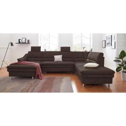 Sit & More sit&more Wohnlandschaft &raquo;Cardoso U-Form&laquo; mit Federkern und Kopfst&uuml;tzen, mit Schlaffunktion und Relaxfunktion braun Luxus-Microfaser 1 (100% Polyester)
