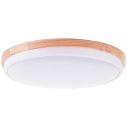 Brilliant LED Deckenleuchte &raquo;Baarlo&laquo; 1 Stk. Warmwei&szlig; &Oslash; 35 cm, 2400 lm, 3000 K, 3-Stufen dimmbar, Holz/Metall wei&szlig; &Oslash; 35cm H: 7cm, 1 Stk.